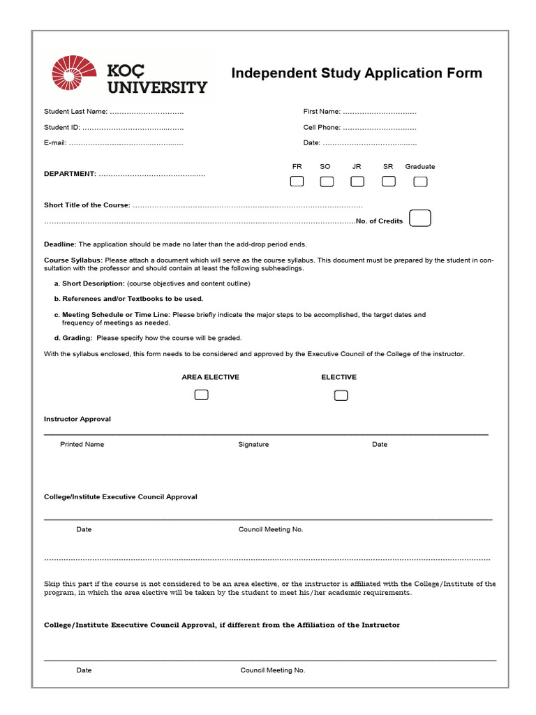 Independent Study Application Form | PDF