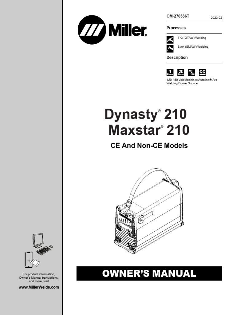 Miller Dynasty Maxstar 210 Manual | PDF | Welding | Construction