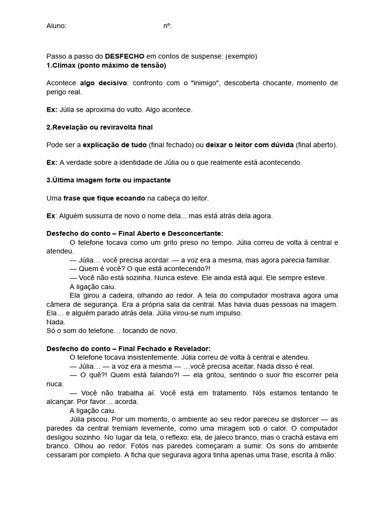 Desfecho em Contos de Suspense | PDF