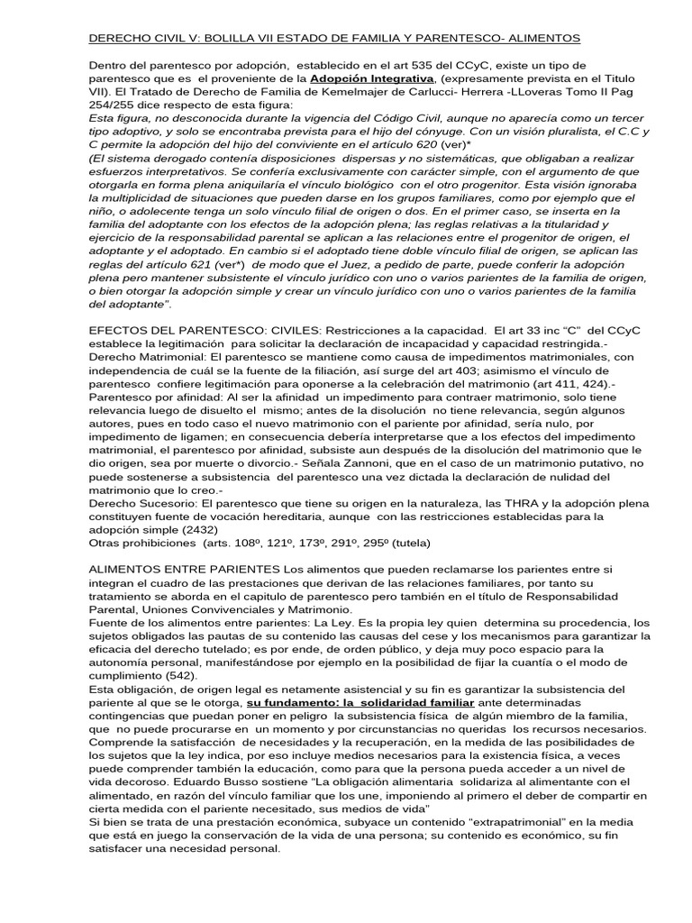 Estado de Familia y Alimentos en Derecho Civil | PDF | Adopción | Parentesco