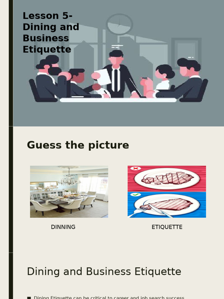 Dinning and Business Etiquette (GFD1-A Presentation) | PDF | Tableware ...