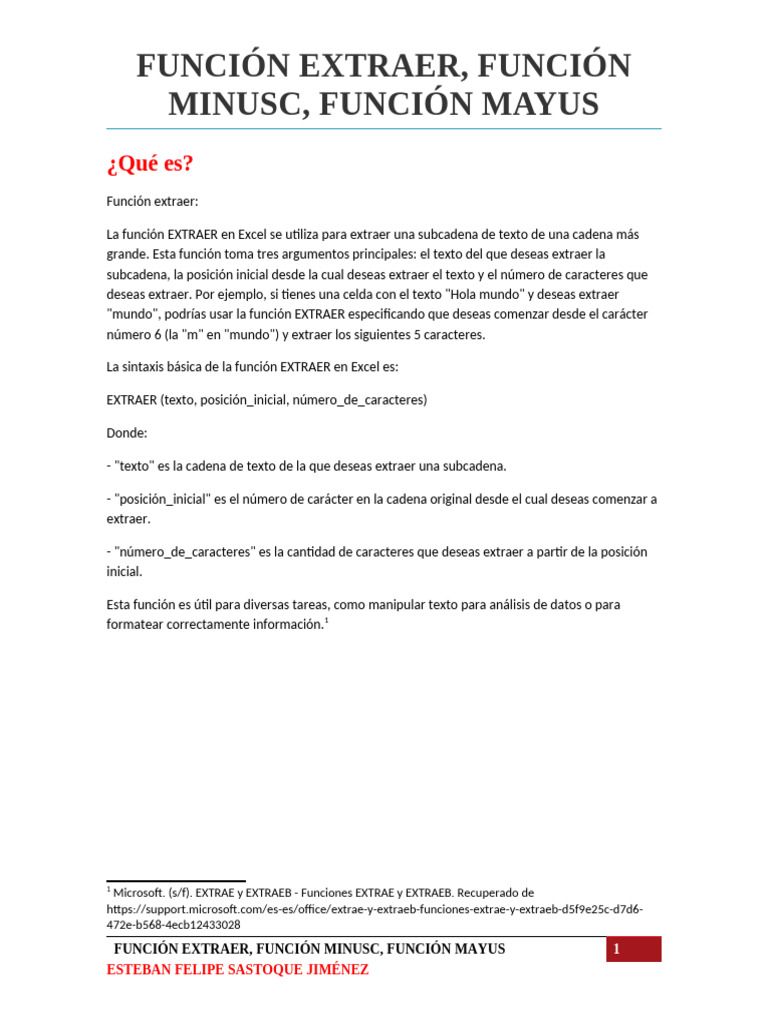 Función Extraer, Función Minusc, Función Mayus... | PDF | Microsoft ...