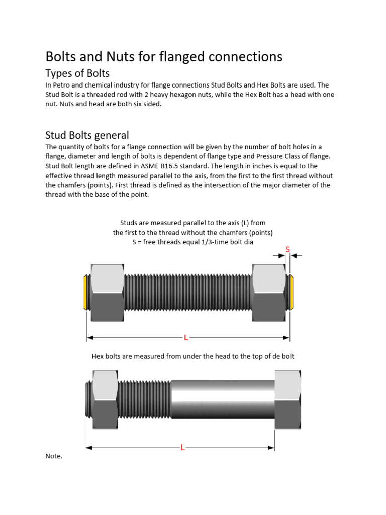 Stud Bolts for Flanged Connections | PDF | Screw | Mechanical Engineering