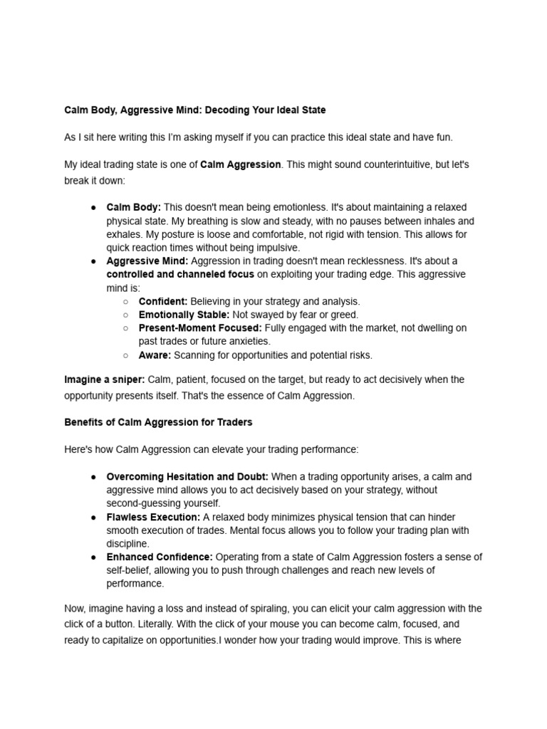 Calm Body, Aggressive Mind - Decoding Your Ideal State | PDF | Mind ...