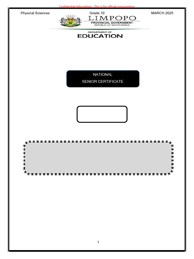 Physical Sciences Grade 10 Pre-Controlled Test | PDF | Electromagnetic ...