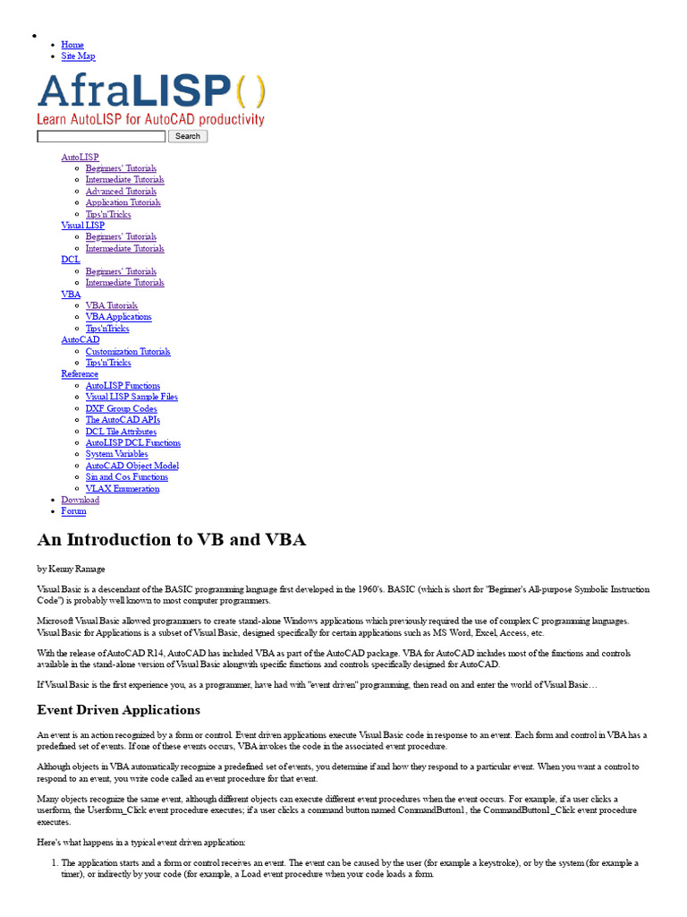 An Introduction To VB and VBA - AfraLISP | PDF | Visual Basic For Applications | Computer Science
