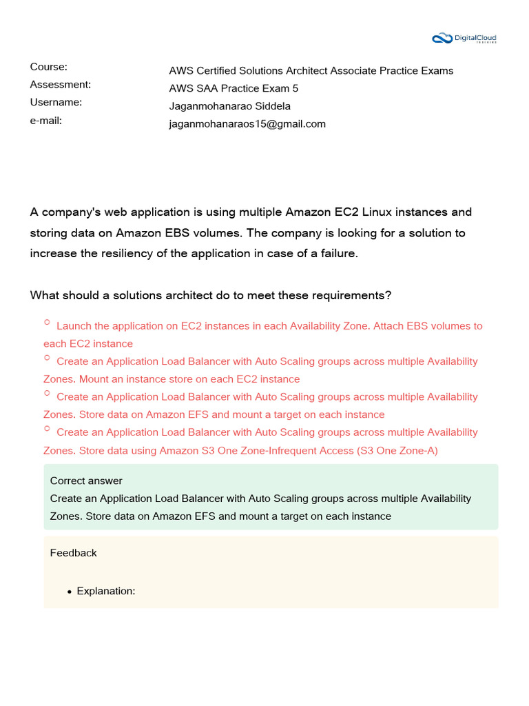 aws-saa-practice-exam | PDF | Amazon Web Services | Databases