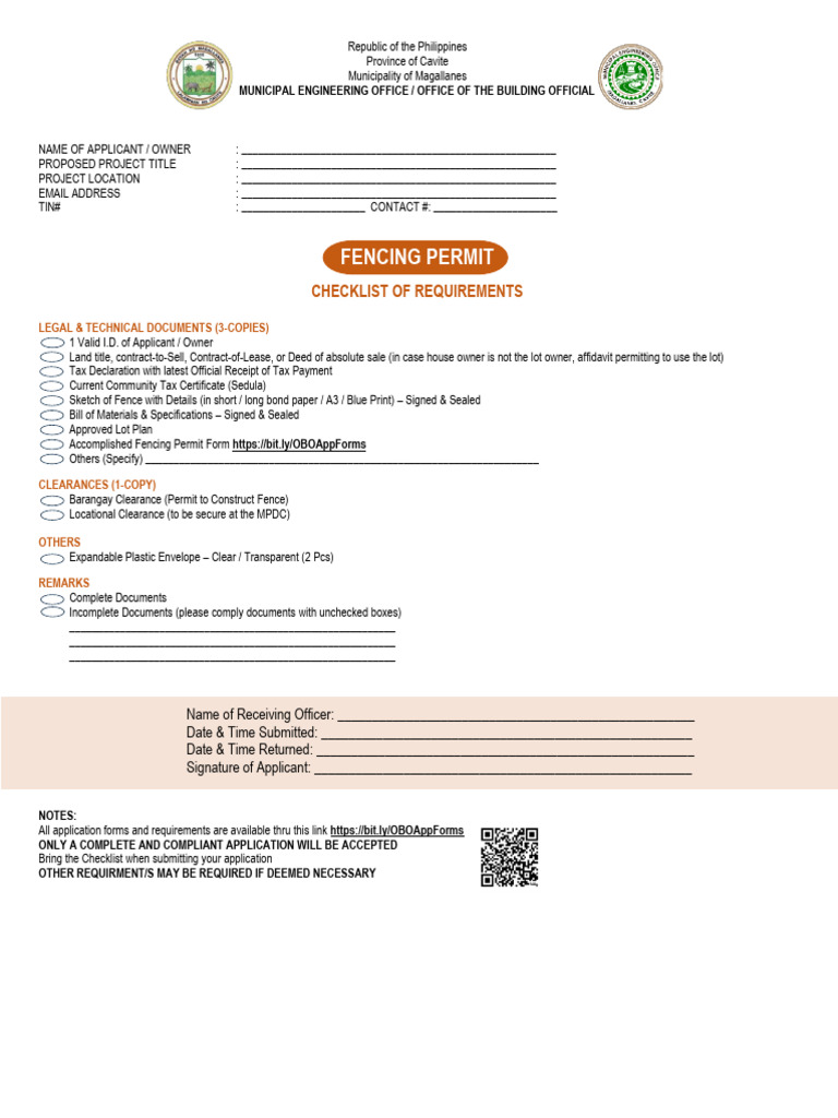 F. Fencing Permit - Checklist of Requirements | PDF