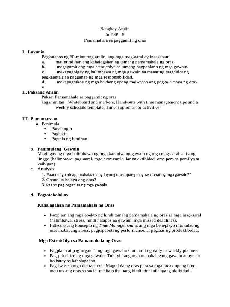 tagalog lesson plan | PDF