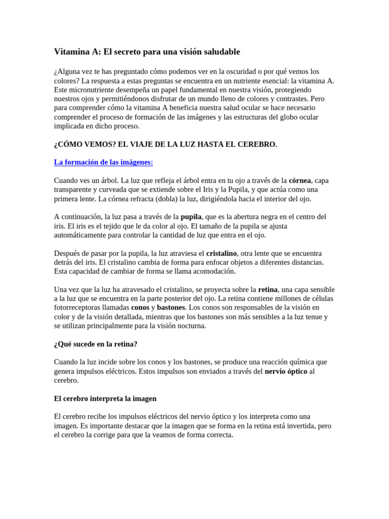 Vitamina A el secreto para una visión saludable | PDF | Percepción ...