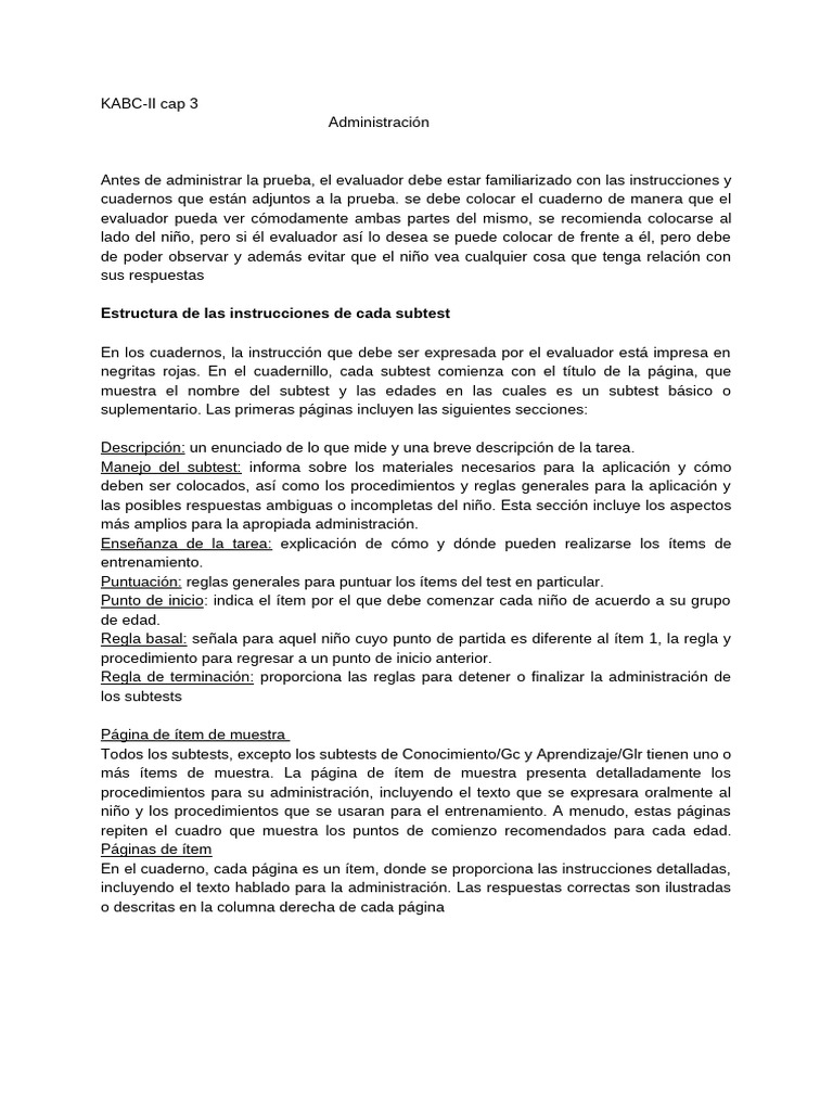 KABC-II cap 3 | PDF | Psicología cognitiva | Ciencias del comportamiento