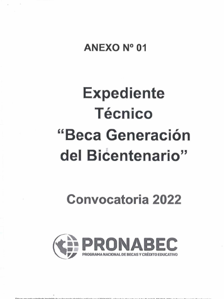 Anexo 1 Expediente Tec. Beca Bicentenario | PDF