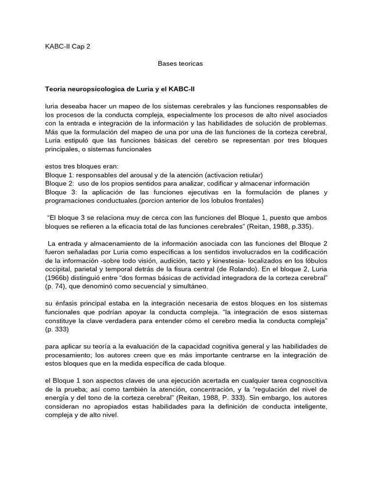 KABC-II Cap 2 | PDF | Inteligencia | Aprendizaje