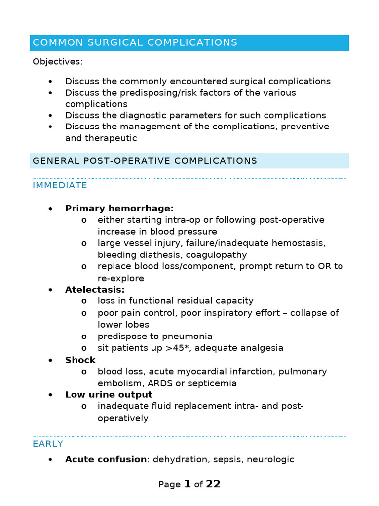 Common Surgical Complications | PDF | Thyroid | Surgery