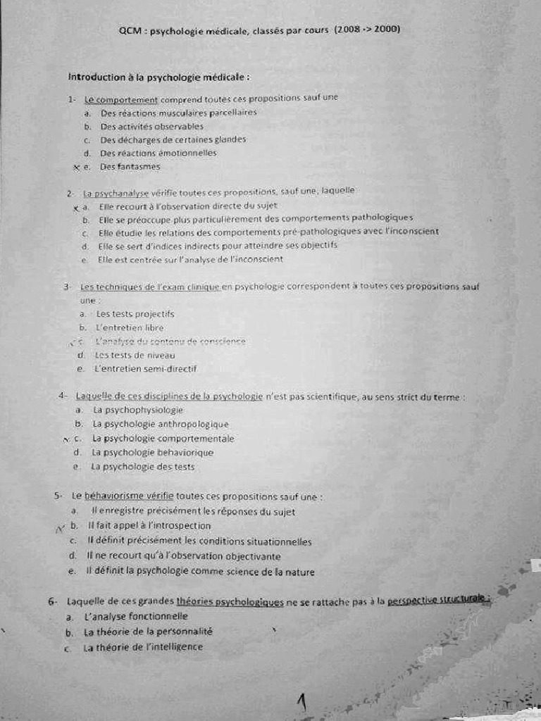 Psycho QCM | PDF
