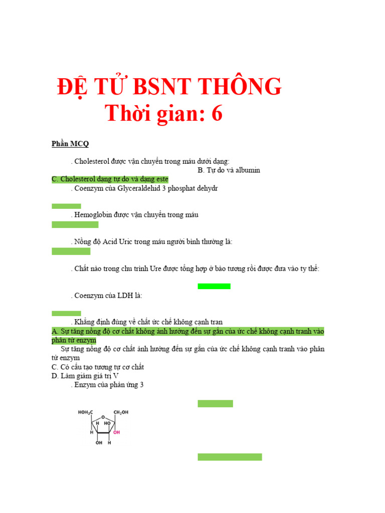 HÓA SINH ĐỀ TỔNG HỢP NHT | PDF