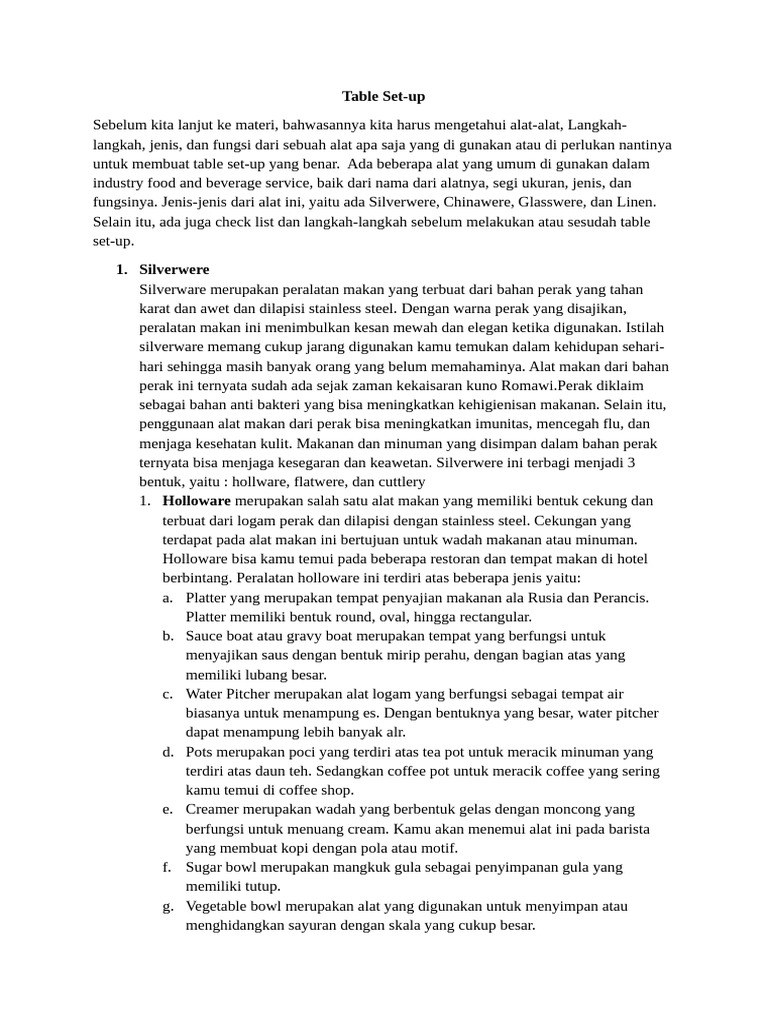 Table Set Kari | PDF