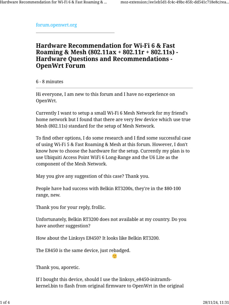 Hardware Recommendation For Wi-Fi 6 & Fast Roaming & Mesh (802.11ax + 802.11r + 802.11s ...