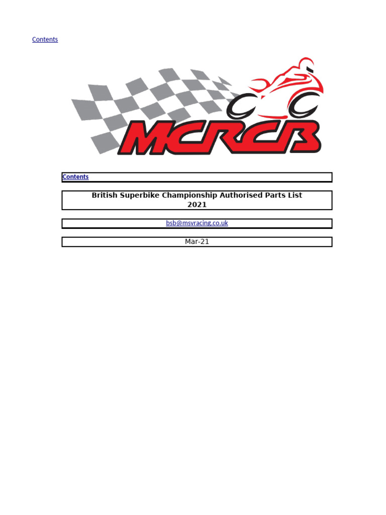 2021 MCRCB Authorised Parts List | PDF | Motorcycling