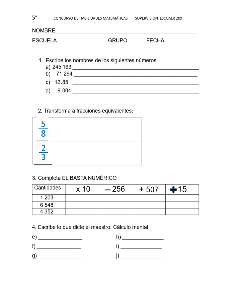 5° Concurso Habilidad Matem Instrum | PDF
