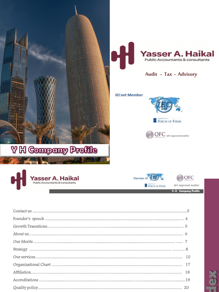 Yasser Haikal Auditing Accounting Company Profile 1 | PDF | Audit | Accounting