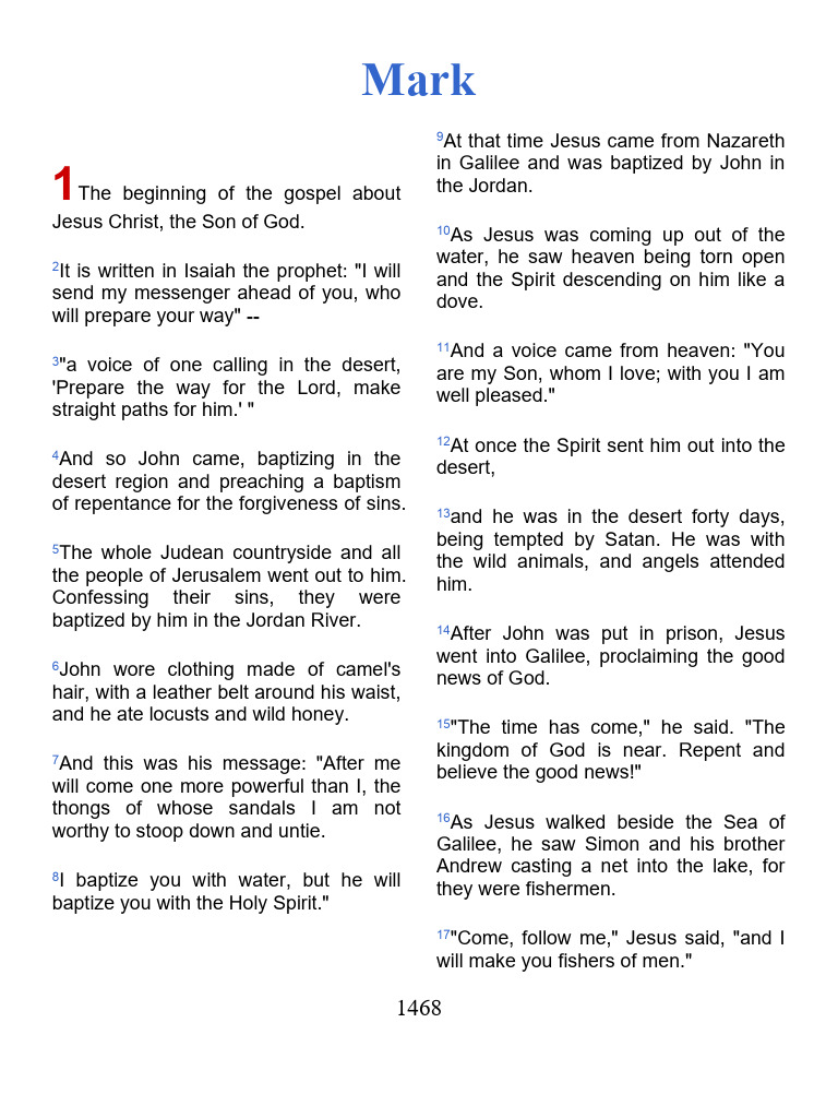 Mark-NIV1984 | PDF | John The Baptist | Jesus