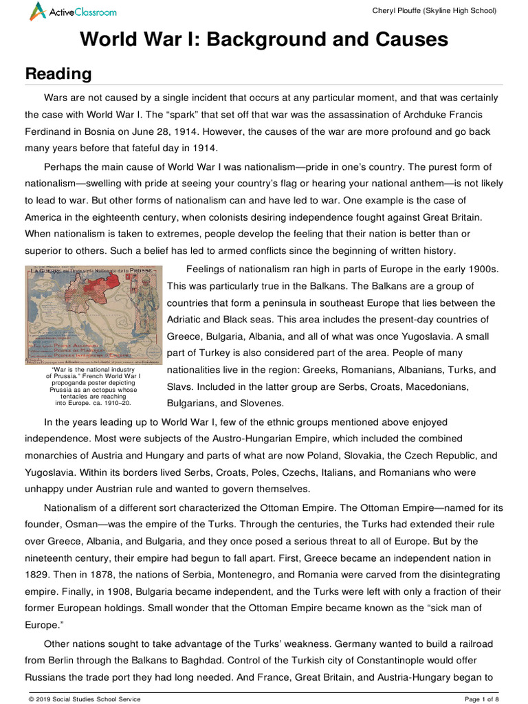 K G K SCH cGxvdWZmZWNAYWFwcy5rMTIubWkudXM World War I Background and ...