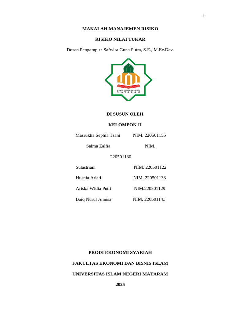 Kelompok 2 - Risiko Nilai Tukar | PDF