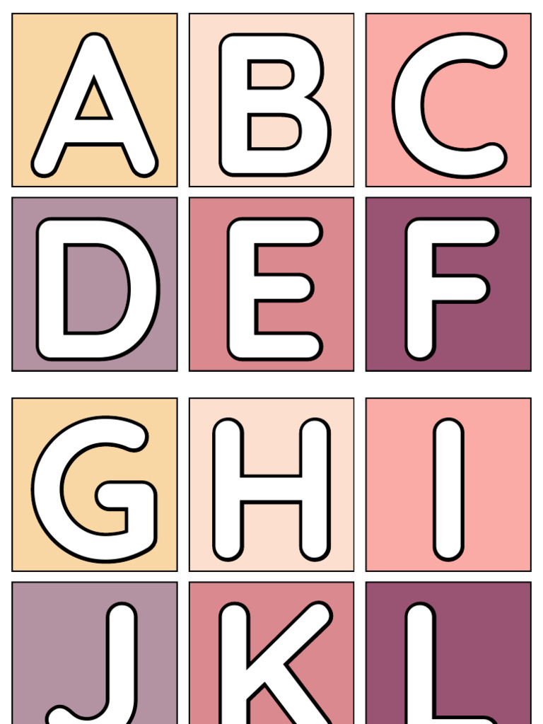 Alphabet Matching Flashcards in Yellow Purple Minimalist Style ...