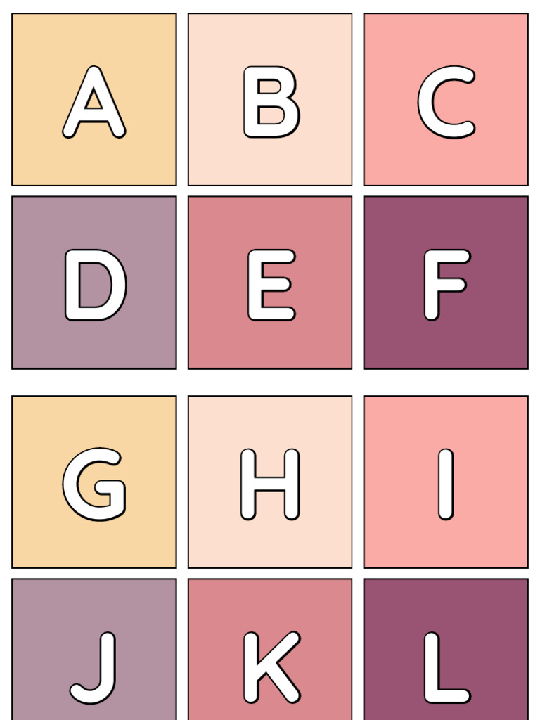 Alphabet Matching Flashcards in Yellow Purple Minimalist Style ...