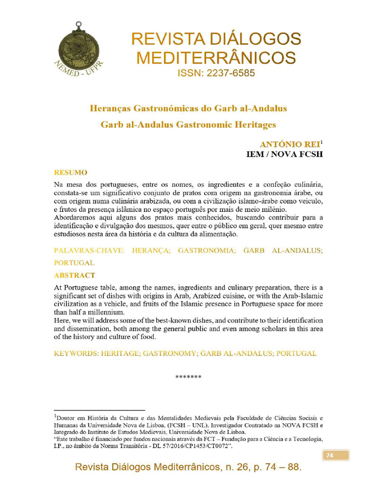 Artigo - Heranças Gastronómicas Do Garb Al-Andalus - Revista ...