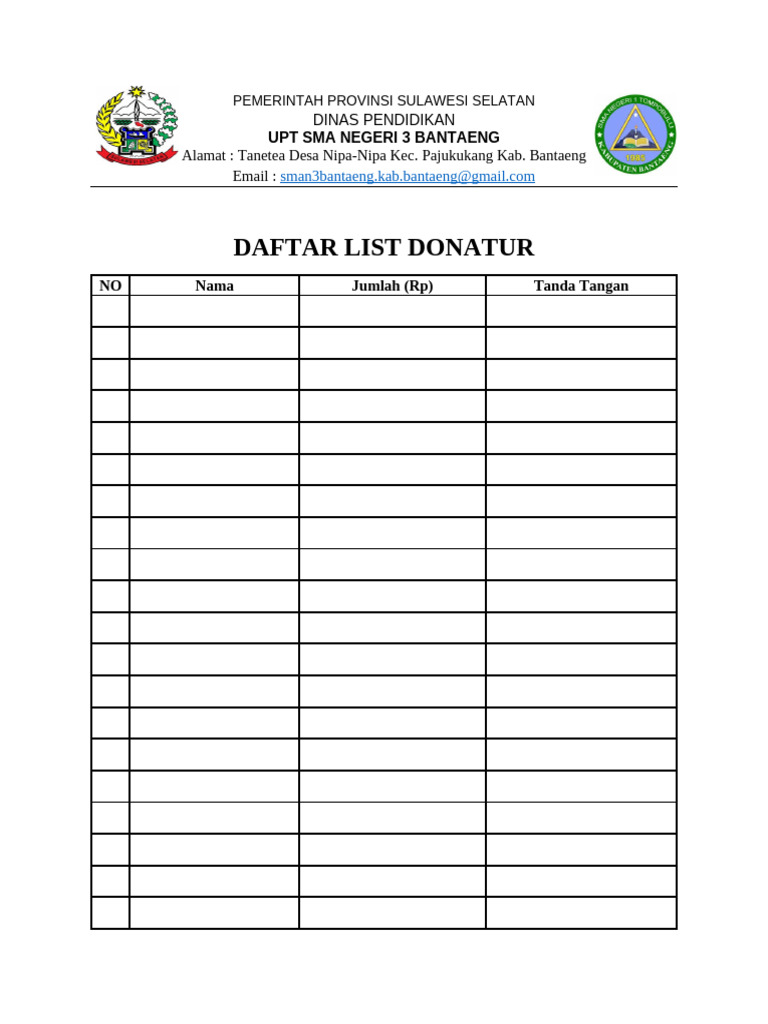 Daftar Donatur UPT SMA 3 Bantaeng | PDF