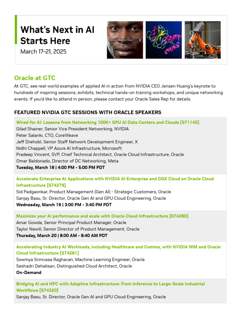 OCI at GTC 2025 | PDF