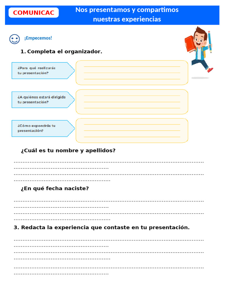 D1 A1 FICHA COM. Nos Presentamos y Compartimos Nuestras Experiencias | PDF