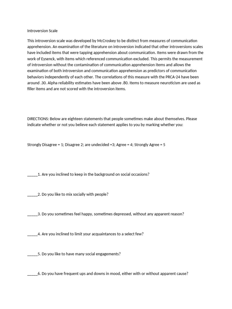 Introversion SC-WPS Office | PDF | Extraversion And Introversion | Psychological Concepts