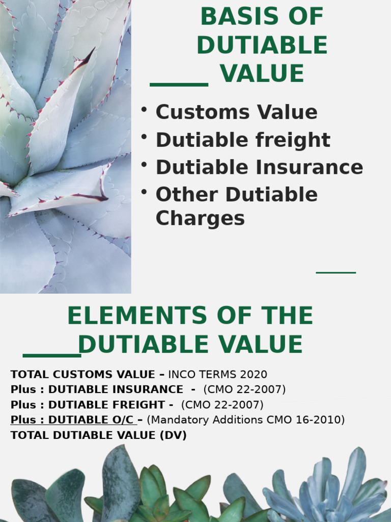 Dutiable Value Calculation Guide | PDF | Cargo | Business