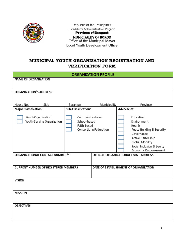 Yorp Registration Form Municipal | PDF | Justice | Crime & Violence