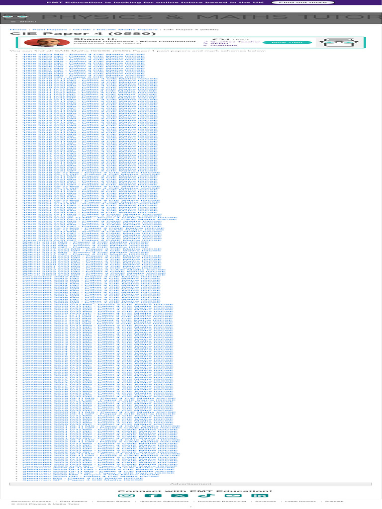 CIE Paper 4 IGCSE Maths Past Papers Math 0580 | PDF | Vocational ...