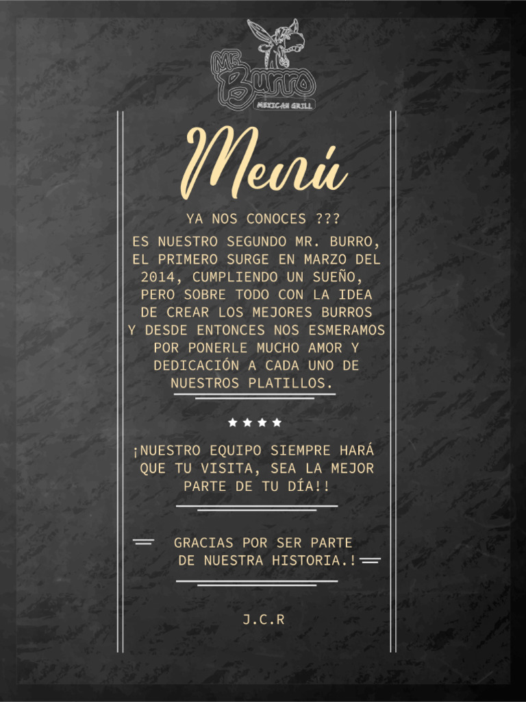 Menu MR Burro | PDF