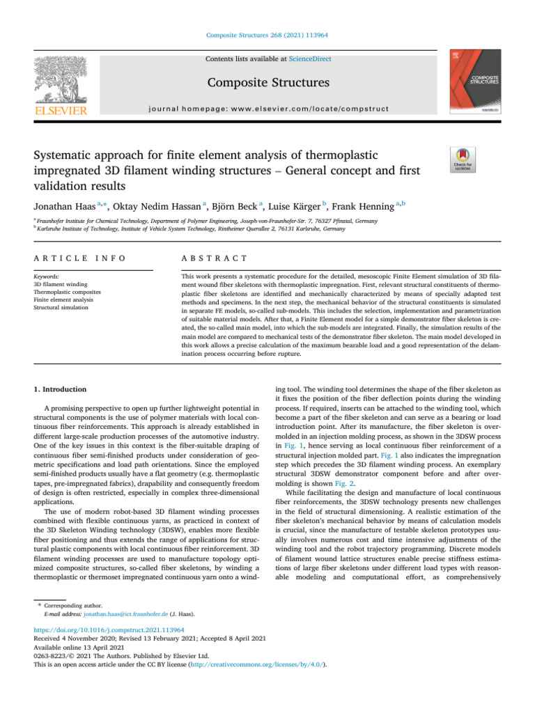 Haas et al. - 2021 - Systematic approach for finite element analysis of thermoplastic ...
