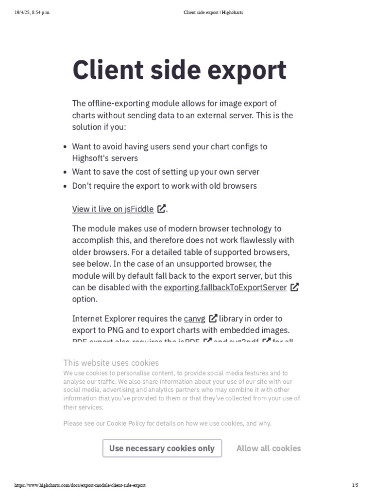 Client Side Export - Highcharts | PDF | Http Cookie | Dynamic Web Page