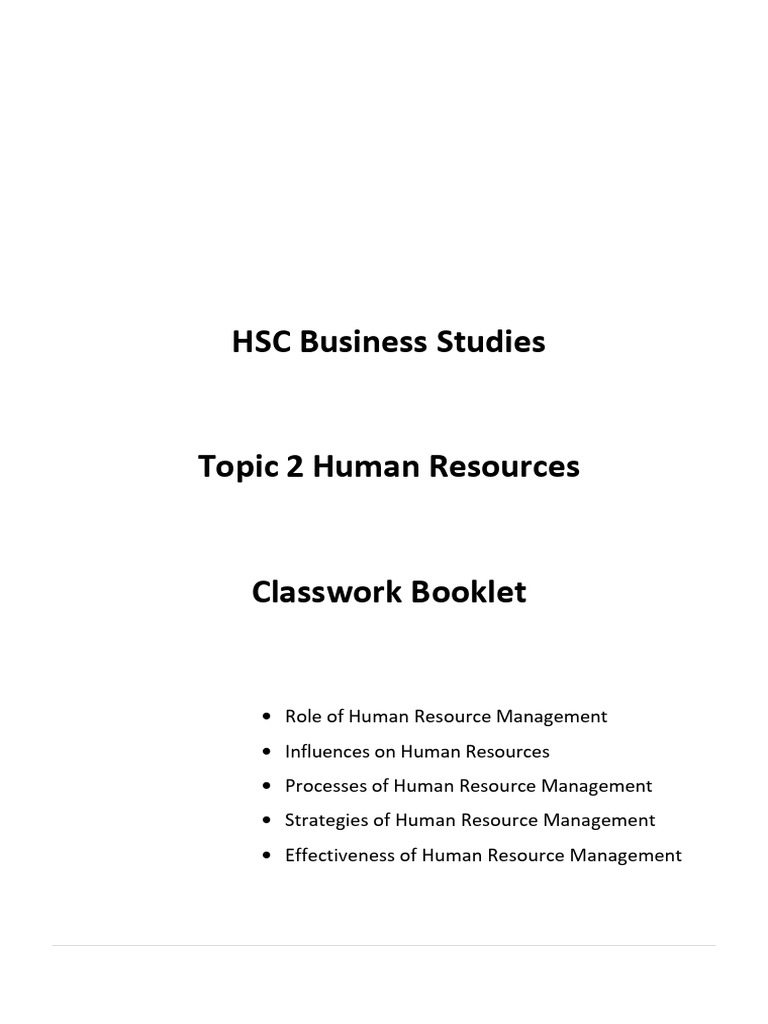 Combined Booklet_HSC HRM | PDF | Employment | Human Resource Management