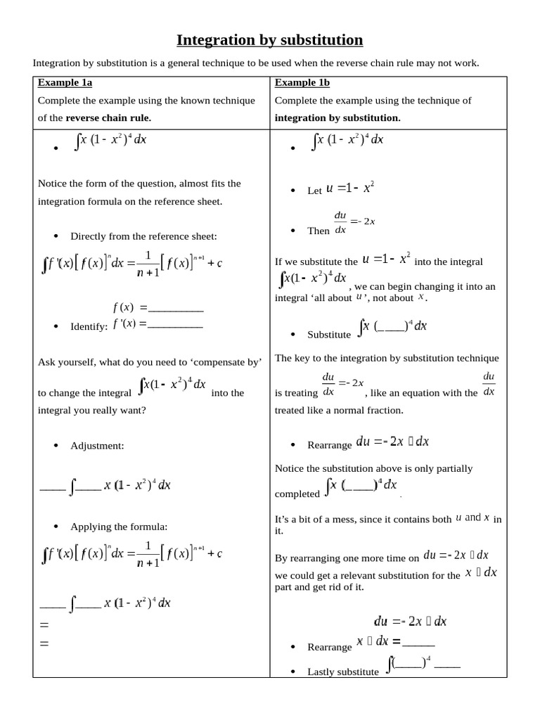 Integration by Substitution | PDF | Integral | Mathematical Analysis