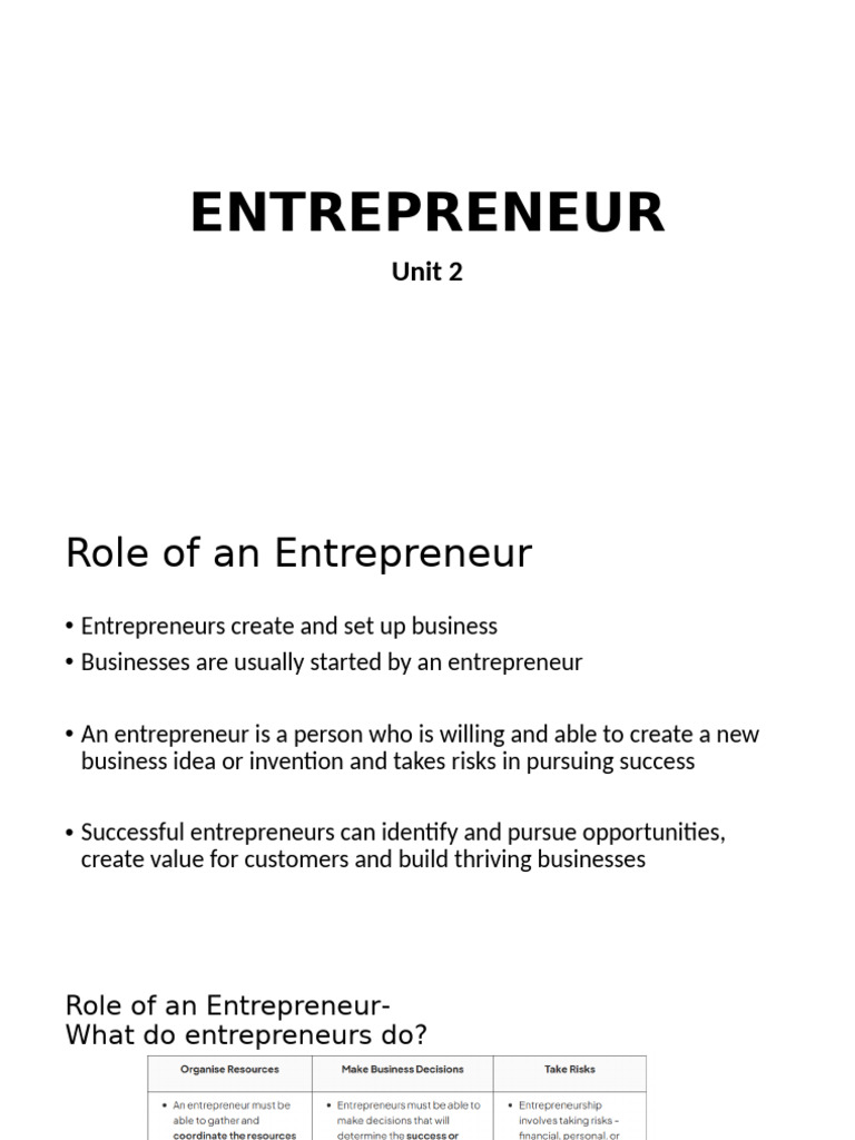 ENTREPRENEUR 5-Role of an Entrepreneur | PDF