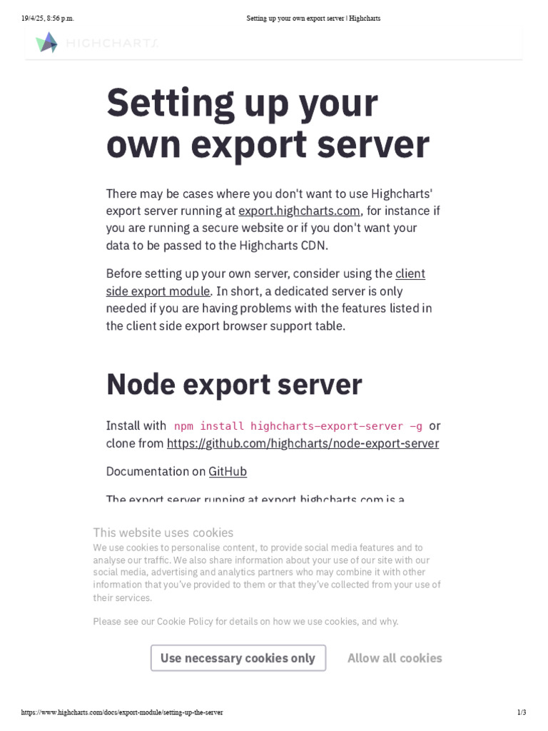 Setting Up Your Own Export Server - Highcharts | PDF | Http Cookie | Computing