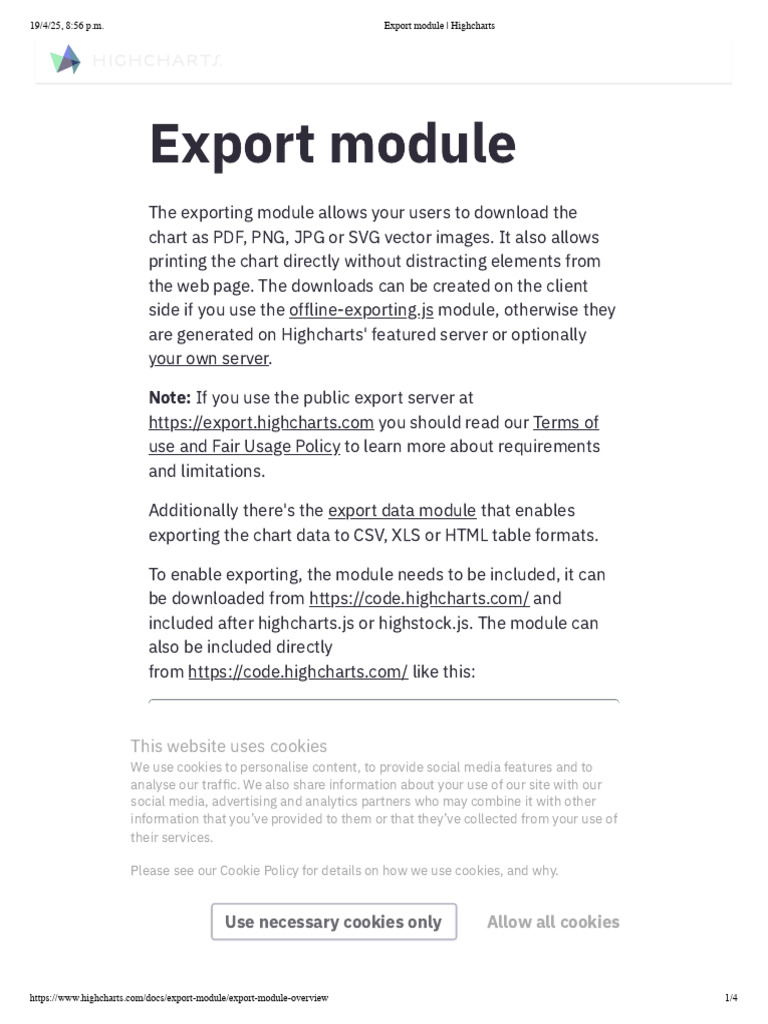 Export Module - Highcharts | PDF | Computing | Software