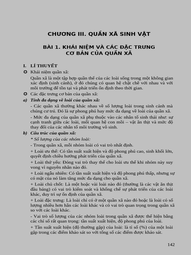 09. Chuong III - Quan Xa Sinh Vat | PDF