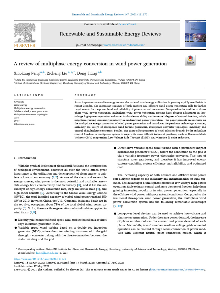 A Review of Multiphase Energy Conversion in Wind Power Generation | PDF ...