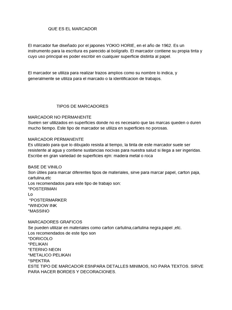 Que Es El Marcador y Sus Tipos | PDF