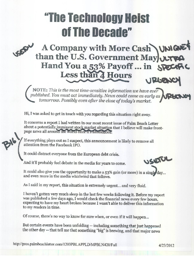 Palm Beach Letter - The Technology Heist of The Decade | PDF